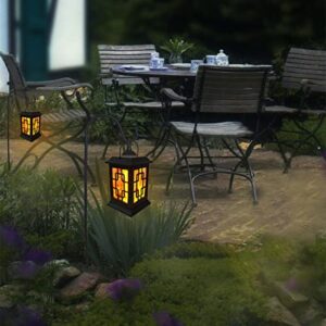 Solar Lanterns Outdoor Waterproof Hanging Solar Light Decorative LED Flickering Flame Solar Lights Solar Lanterns Outdoor for Garden Patio Yard Pathway 2 Pack