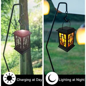 Solar Lanterns Outdoor Waterproof Hanging Solar Light Decorative LED Flickering Flame Solar Lights Solar Lanterns Outdoor for Garden Patio Yard Pathway 2 Pack