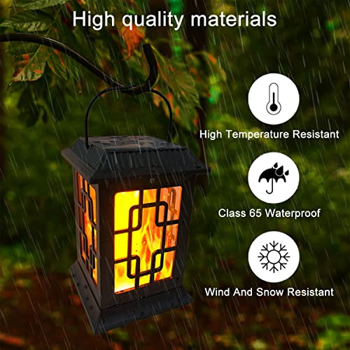 Solar Lanterns Outdoor Waterproof Hanging Solar Light Decorative LED Flickering Flame Solar Lights Solar Lanterns Outdoor for Garden Patio Yard Pathway 2 Pack