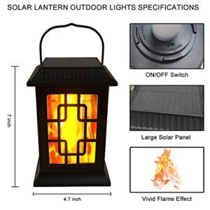 Solar Lanterns Outdoor Waterproof Hanging Solar Light Decorative LED Flickering Flame Solar Lights Solar Lanterns Outdoor for Garden Patio Yard Pathway 2 Pack