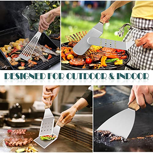 24Pcs Griddle Accessories Kit, Joyfair Stainless Steel BBQ Spatulas Set with Melting Dome, Professional Grill Accessory in Storage Bag, Great for Outdoor Camping Flat Top Teppanyaki Grilling Cooking