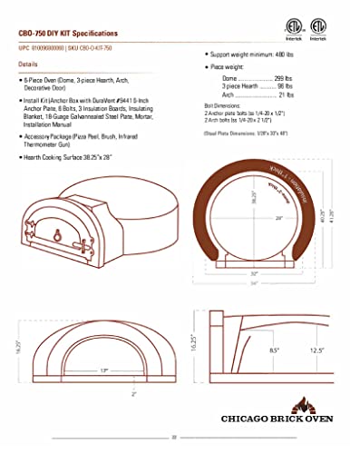 Chicago Brick Oven® Wood-Fired Outdoor Pizza Oven, CBO-750 DIY Kit