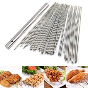 bigotters barbecue skewers, 100pcs skewers for grilling stainless steel skewers bbq needle sticks metal skewers for meat shrimp chicken vegetable outdoor cooking