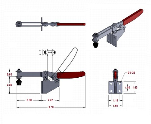 Smoker lid clamp, Side Mount Push (1) BBQ Toggle Clamps Horizontal Handle Toggle Clamp 202 FL