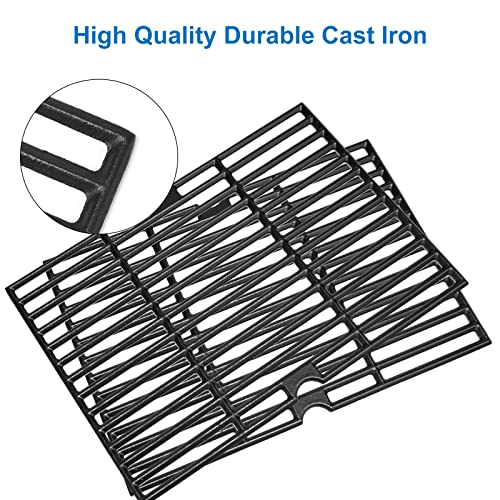 Uniflasy Grill Replacement Parts Kit for Dyna-Glo DGF350CSP DGF350CSP-D 2-Burner Open Cart Propane Gas Grill Stainless Steel Heat Plate Shield and Grill Burner and Cast Iron Cooking Grid Grates