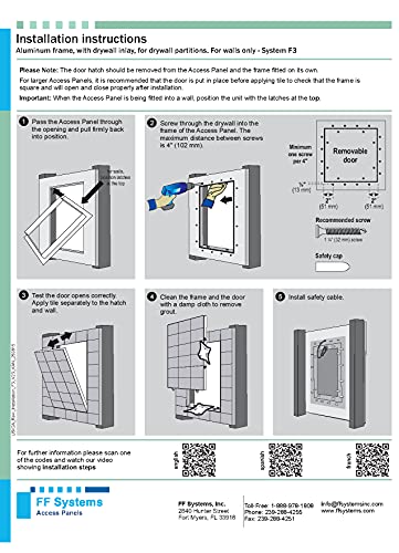 FF Systems | System F3 - Access Panel | Removable | Tile Application | 5/8" Drywall (12" X 12")