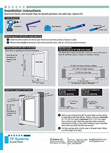 FF Systems | System F3 - Access Panel | Removable | Tile Application | 5/8" Drywall (12" X 12")