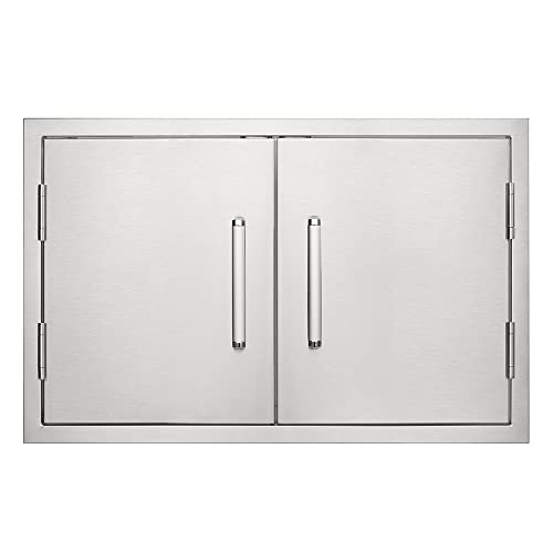 WAFIET Double BBQ Access Door, 33W x 22H Inch Outdoor Kitchen Doors 304 Stainless Steel Cabinets Double Grill Door for BBQ Island Grilling Station Outside Cabinet