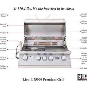 Lion 32-Inch Natural Gas Grill L75000 with Refrigerator and Vertical Door with Towel Rack and Drop-In Sink and 5 in 1 BBQ Tool Set Best of Backyard Package Deal