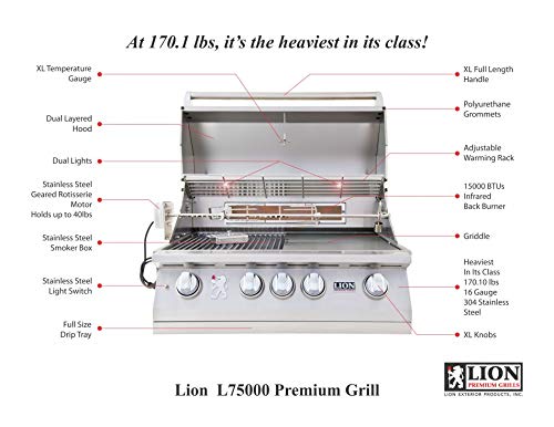 Lion 32-Inch Natural Gas Grill L75000 with Refrigerator and Vertical Door with Towel Rack and Drop-In Sink and 5 in 1 BBQ Tool Set Best of Backyard Package Deal