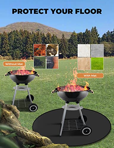 yamagahome Large Under Grill Mat & Fire Pit Mat 39", Round Grill Mats for Outdoor Grill Deck Protector, Fireproof Mat for Under Fire Pit, Double-Sided Fireproof BBQ Grill Mat, Oil-Proof & Waterproof