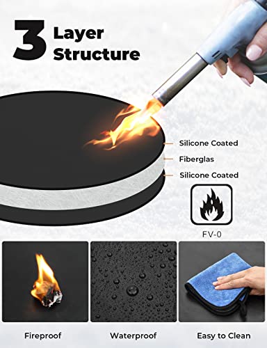 yamagahome Large Under Grill Mat & Fire Pit Mat 39", Round Grill Mats for Outdoor Grill Deck Protector, Fireproof Mat for Under Fire Pit, Double-Sided Fireproof BBQ Grill Mat, Oil-Proof & Waterproof