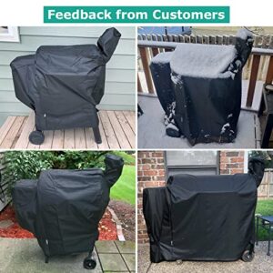 SunPatio Outdoor Heavy Duty Waterproof Grill Cover Compatible for Traeger 34 Series Wood Pellet Grill and Smoker, Texas and Z Grills, Full Length Barbecue Grill Cover, All Weather Protection, Black