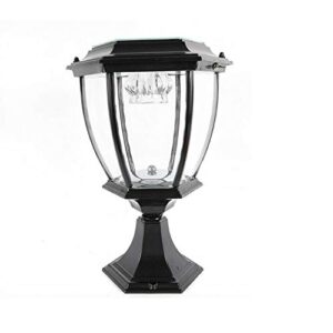 aluminum retro solar post cap light, outdoor garden patio summit solar powered post cap light for woods posts （black）