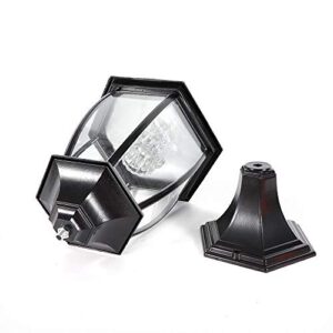 Aluminum Retro Solar Post Cap Light, Outdoor Garden Patio Summit Solar Powered Post Cap Light for Woods Posts （Black）