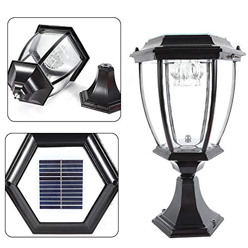 Aluminum Retro Solar Post Cap Light, Outdoor Garden Patio Summit Solar Powered Post Cap Light for Woods Posts （Black）