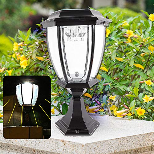 Aluminum Retro Solar Post Cap Light, Outdoor Garden Patio Summit Solar Powered Post Cap Light for Woods Posts （Black）