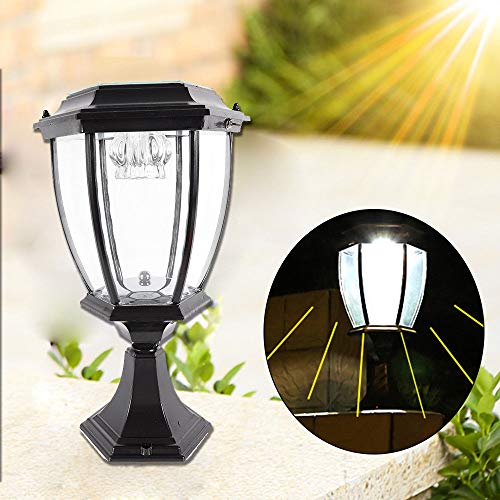 Aluminum Retro Solar Post Cap Light, Outdoor Garden Patio Summit Solar Powered Post Cap Light for Woods Posts （Black）