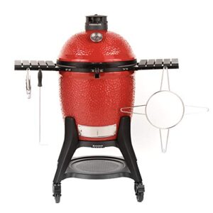 kamado joe kj15040921 classic joe iii 18-inch charcoal grill with cart and side shelves, blaze red