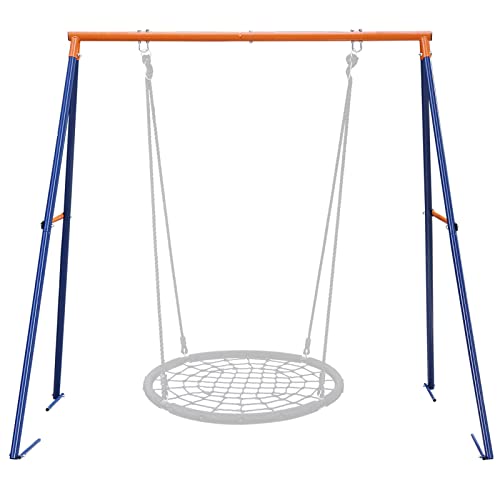 SUPER DEAL Heavy Duty Swing Frame Extra Large Full Steel All Weather A-Frame Swing Stand with Ground Stakes, 72" Height 87" Length Fits for Most Swings, Fun for Kids Outdoor Backyard, 440lbs