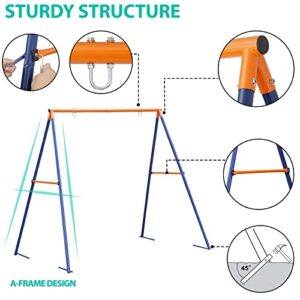 SUPER DEAL Heavy Duty Swing Frame Extra Large Full Steel All Weather A-Frame Swing Stand with Ground Stakes, 72" Height 87" Length Fits for Most Swings, Fun for Kids Outdoor Backyard, 440lbs