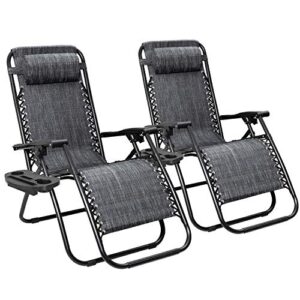 flamaker patio zero gravity chair outdoor folding lounge chair recliners adjustable lawn lounge chair with pillow for poolside, yard and camping (grey)