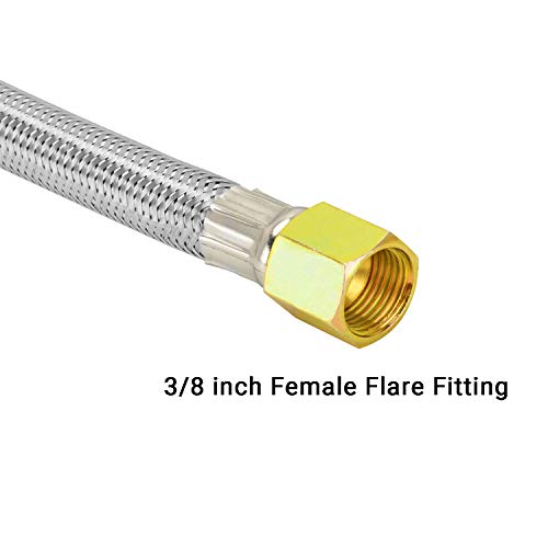 only fire 12 Feet Propane Regulator Hose with Gauge,Fits for Fire Pit, Heater, Grill and More, Stainless Steel Braided Gas Hose with 3/8" Female Flare Fitting,QCC-1 Connection