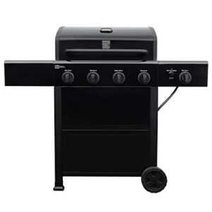 kenmore pg-a40406s0l-1 bbq grill | 4-burner outdoor barbecue liquid propane bbq gas grill with side burner and side tables, 53000 btu, open cart, black