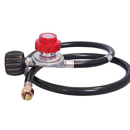 KIBOW 0~20PSI High Pressure Adjustable Propane Regulator w/4FT Hose-Type1 (QCC1) and 3/8 SAE(5/8"-18UNF) Female Flare Swivel Fitting