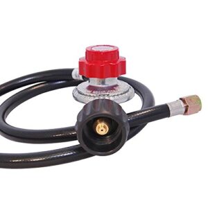 KIBOW 0~20PSI High Pressure Adjustable Propane Regulator w/4FT Hose-Type1 (QCC1) and 3/8 SAE(5/8"-18UNF) Female Flare Swivel Fitting