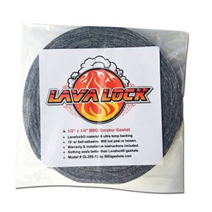 grey lavalock gasket high temp bbq smoker grill self stick 1/2" x 1/4" x 15 feet long