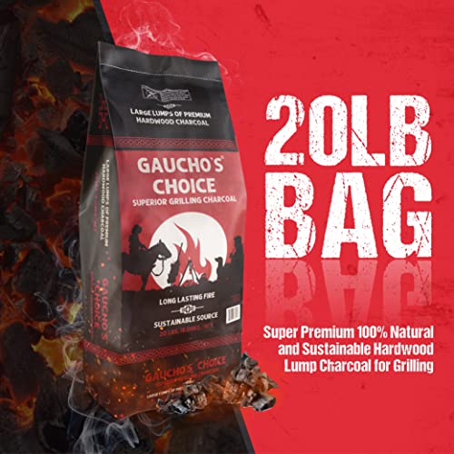 Gaucho’s Choice 20 lbs. Bag of Super Premium 100% Natural and Sustainable Hardwood Lump Charcoal for Grilling