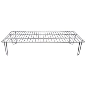 green mountain grill heavy duty upper front shelf warming rack for daniel boone pellet grill, silver