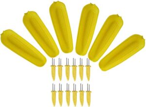 grill time set of 6 corn on the cob skewer and dish set - 18 pc set: 6 large plastic corn on the cob dishes and 12 corn holders. keep hands clean and free of oils and butter during cookouts