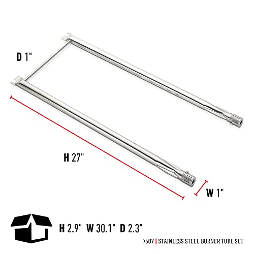 SHINESTAR 7507 Burner Tube Set for Weber Genesis Silver A, Spirit E-210, Spirit 200 Series Gas Grill (Side Control), Durable Stainless Steel, 27-Inch Long, Part #10404