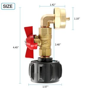 Huazu Propane Refill Elbow Adapter, 90 Degrees QCC1 Propane Tank Refill Adapter with ON-Off Control Valve for Camping Grill 1LB Bottle Tank 5-40LBS Cylinder