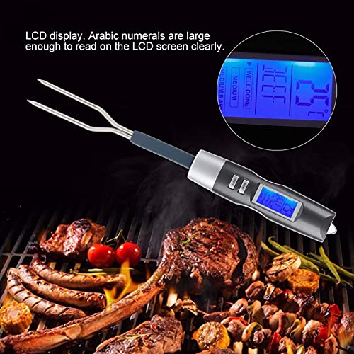 Meat Thermometer Fork, LCD Disply Digital Cooking Thermometer Fork Instant Read BBQ Fork Suitable for Kitchen, Grilling, Barbecue, Turkey