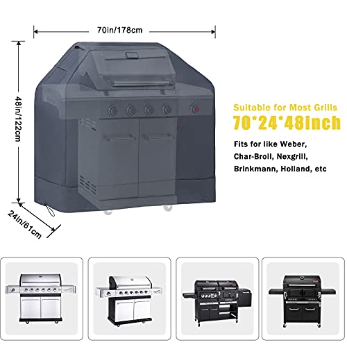 ABCCANOPY Grill Cover BBQ 70-inch Gas Grill Cover 600D Oxford Waterproof UV and Special Fade Resistant Durable and Convenient Heavy-Duty Rip-Proof Barbecue Gray