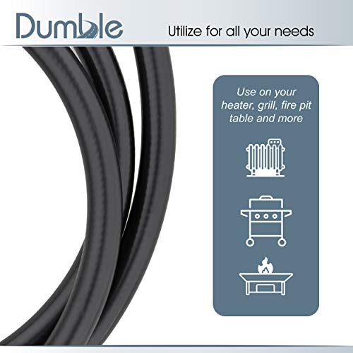 Dumble High Pressure Propane Hose, 3 Feet Rubber - Propane Regulator Gas Hose with On-Off Control Valve for Camping