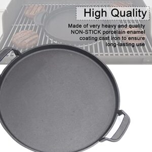 Hongso 12" Dia. Gourmet BBQ System Griddle with Handles for 22 1/2 inch Weber Original Kettle Premium Charcoal Grill, 22.5'' Smokers, 22" Weber Performer Premium, Deluxe Charcoal Grill