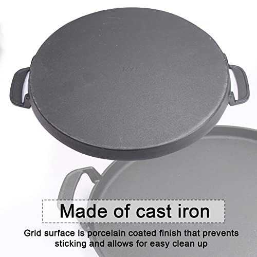 Hongso 12" Dia. Gourmet BBQ System Griddle with Handles for 22 1/2 inch Weber Original Kettle Premium Charcoal Grill, 22.5'' Smokers, 22" Weber Performer Premium, Deluxe Charcoal Grill