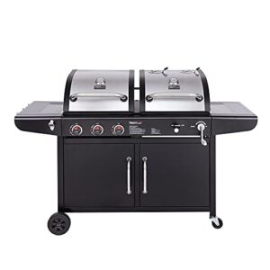 royal gourmet zh3002n 3-burner 25,500-btu dual fuel gas and charcoal grill combo, cabinet style, black