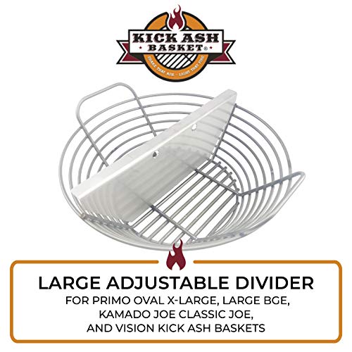 Kick Ash Basket Charcoal Barbecue Ash Basket, Large BBQ Divider for Large Big Green Egg, Classic Joe, Primo Oval X-Large, and Vision Kick Ash Grill Baskets - Designed in Wisconsin