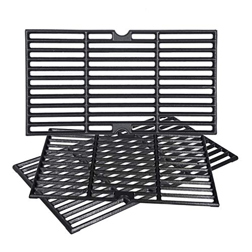 GasSaf Grill Grates Replace for Charbroil 463420508, 463420509, 463420511 463436213 463436214 463440109, Master Chef, Thermos, Backyard and Others Grills, 16 7/8" Cast Iron Grill Grates(Set of 3)