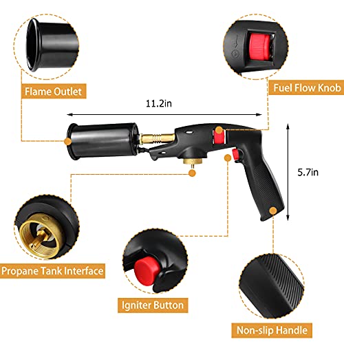 Upgraded Propane Grill Torch, MAPP Cooking Torch,  MAP-Pro BBQ Tool with Flame Adjustment Switch, Ideal for Steak Grill Torch, Charcoal Starter and Bonfire Igniter,(Butane/Propane Tank Not Included) 