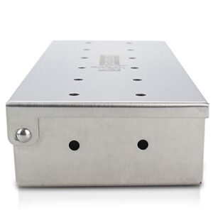 XI-HOME Smoker Box, Stainless Steel BBQ Grilling Meat Smokers Box for Wood Chips, Best Barbecue Accessories on Gas Charcoal Grill