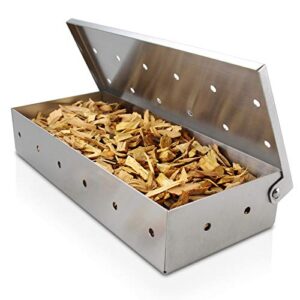 XI-HOME Smoker Box, Stainless Steel BBQ Grilling Meat Smokers Box for Wood Chips, Best Barbecue Accessories on Gas Charcoal Grill