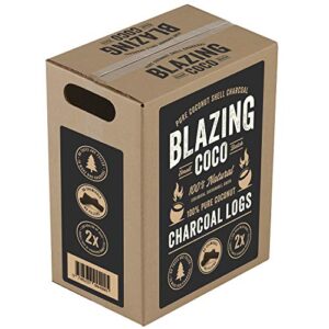 blazing coco premium 20 pound coconut shell charcoal logs - all natural high end grilling