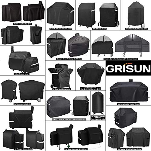 Grisun Grill Cover for Traeger Pro 34, Pro 780 Series Wood Pellet Grill, Waterproof Anti-Fade BBQ Smoker Cover for Texas Elite 34 Grill, Handles for Easy Put On and Take Off, 600D Fabric, Black