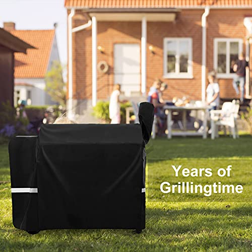 Grisun Grill Cover for Traeger Pro 34, Pro 780 Series Wood Pellet Grill, Waterproof Anti-Fade BBQ Smoker Cover for Texas Elite 34 Grill, Handles for Easy Put On and Take Off, 600D Fabric, Black